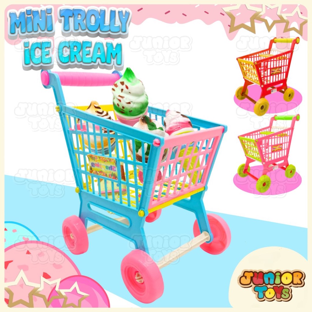 Jual Mainan Anak Perempuan Keranjang Eskrim Mini Troli Belanja Pretend ...