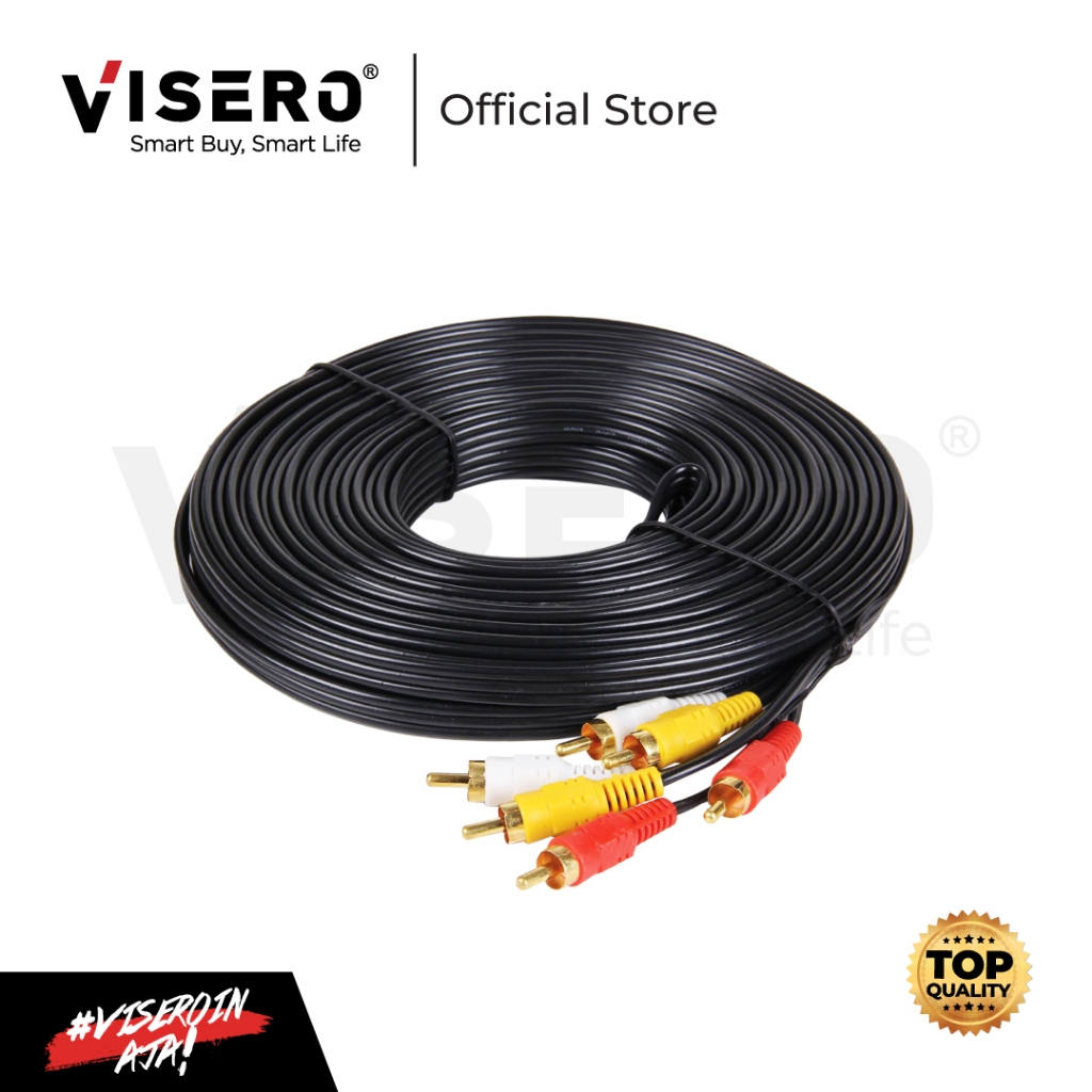 Jual Cable RCA/Kabel RCA/Cable AV/Kabel AV 3M Jack 3 To 3 Visero | Shopee Indonesia