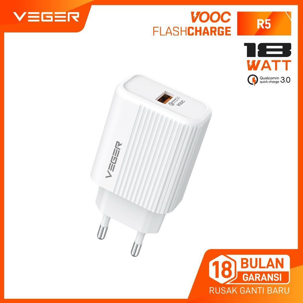 Jual VEGER Adaptor Wall Charger R5 18W Quick Charge 3.0 VOOC Single ...
