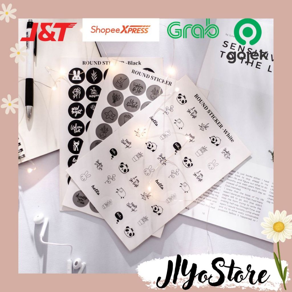 Jual Stiker Sticker Bulat Hitam Abu Bujo Journal Jurnal Scrapbook ...