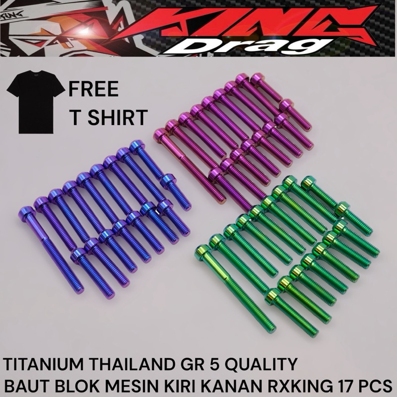 Jual TITANIUM GRADE 5 KING DRAG BAUT BLOK MESIN RXKING RX KING FULL SET ...