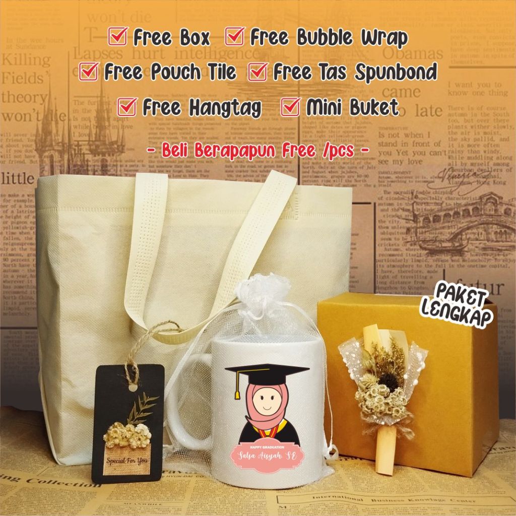Jual Mug Wisuda Custom Nama Hadiah Unik Murah Gelas Enamel Kado Estetik ...