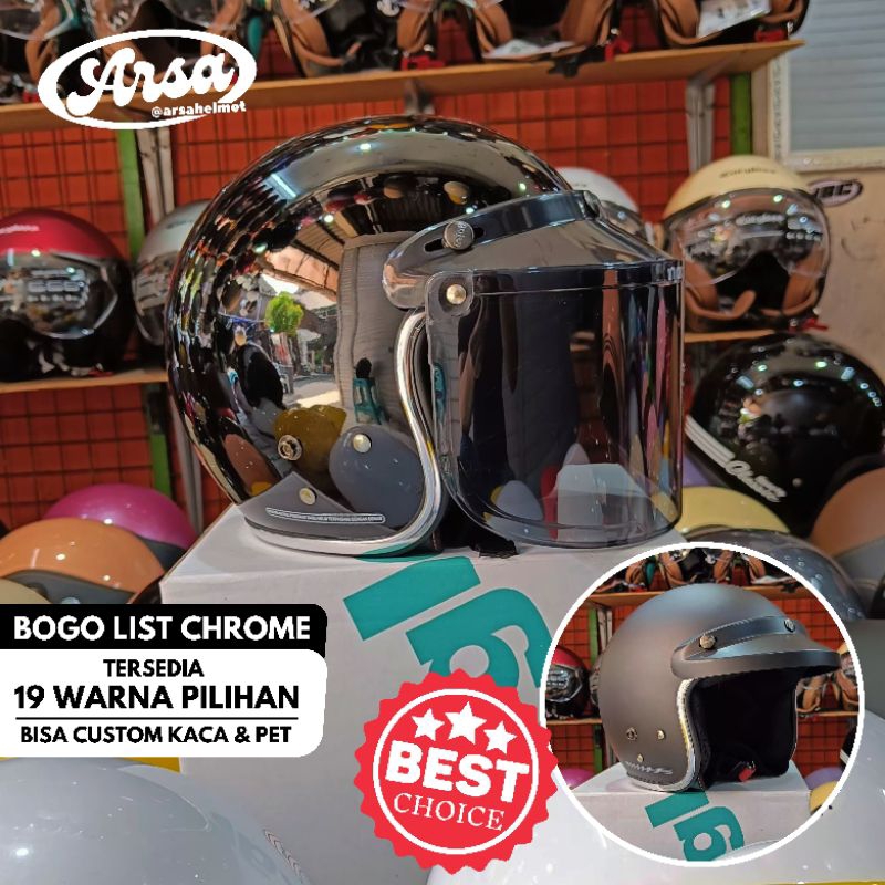 Jual Helm BOGO List Chrome (Identik Cargloss) - PAKET LENGKAP FREE KACA ...