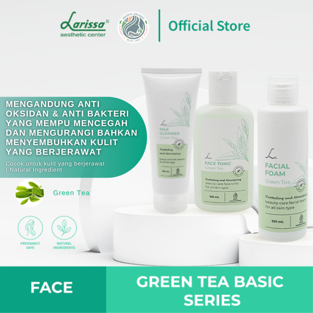Jual Paket perawatan wajah Green tea basic larissa | Shopee Indonesia
