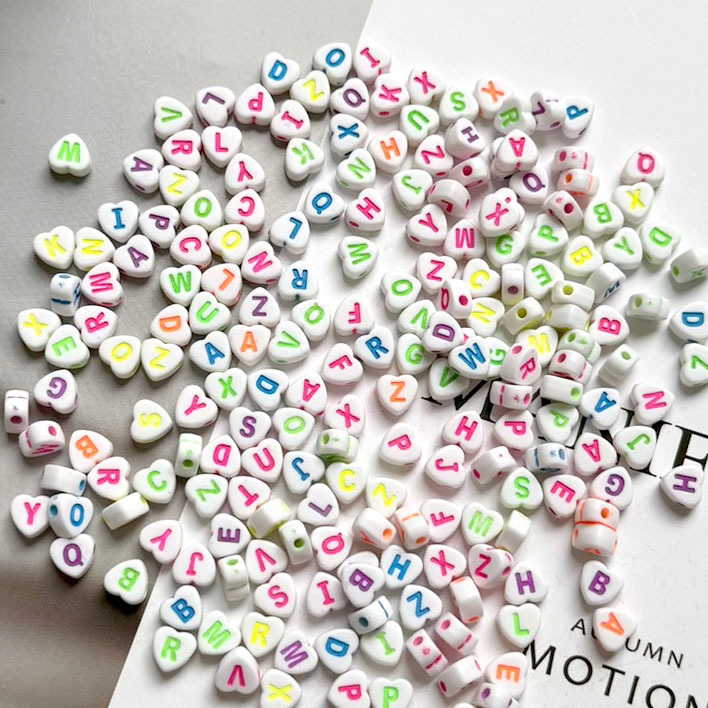 Jual [RANDOM] 15 gr Manik Mote Huruf LOVE HEART TRANSPARAN tulisan ...