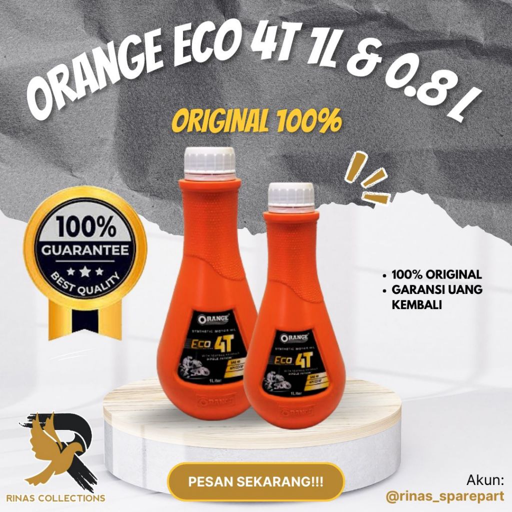 Jual OLI MESIN MOTOR ORANGE 4T PREMIUM 10W-40 800 ML DAN 1 L | Shopee ...