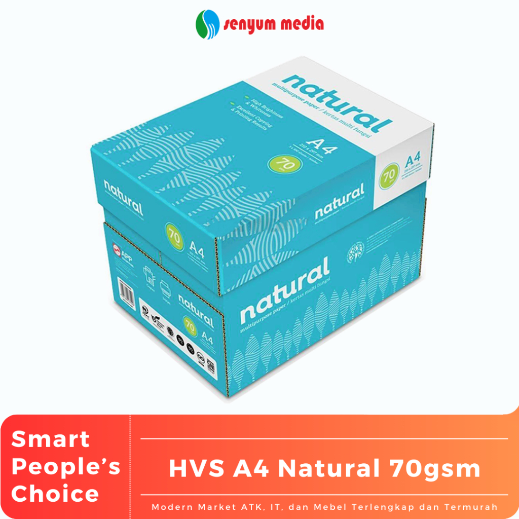 Jual HVS A4 Natural 70gsm (1 Box Isi 5 Rim) (S:BOX) | Shopee Indonesia