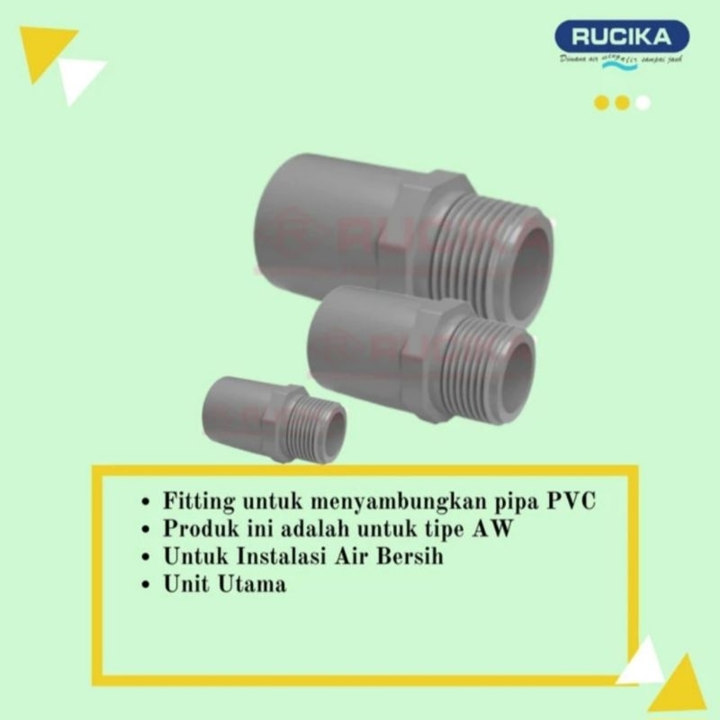 Jual Rucika SDL Sock Drat Luar Pipa PVC 1" inch utk Air Bersih ...
