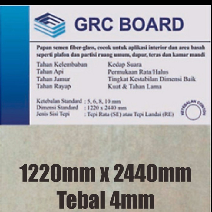 Jual GRC Board 4 mm 122 x 244 Merk GRC Board (asli) | Shopee Indonesia