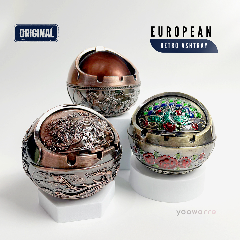 Jual Asbak Rokok Logam Retro Tahan Angin Dengan Tutup Gaya Eropa ...