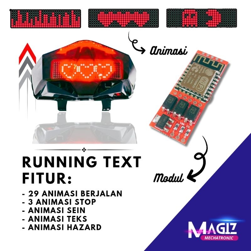 Jual Lampu Rem Teks Berjalan Vario 125/150/160 Stop lamp Lampu Belakang ...