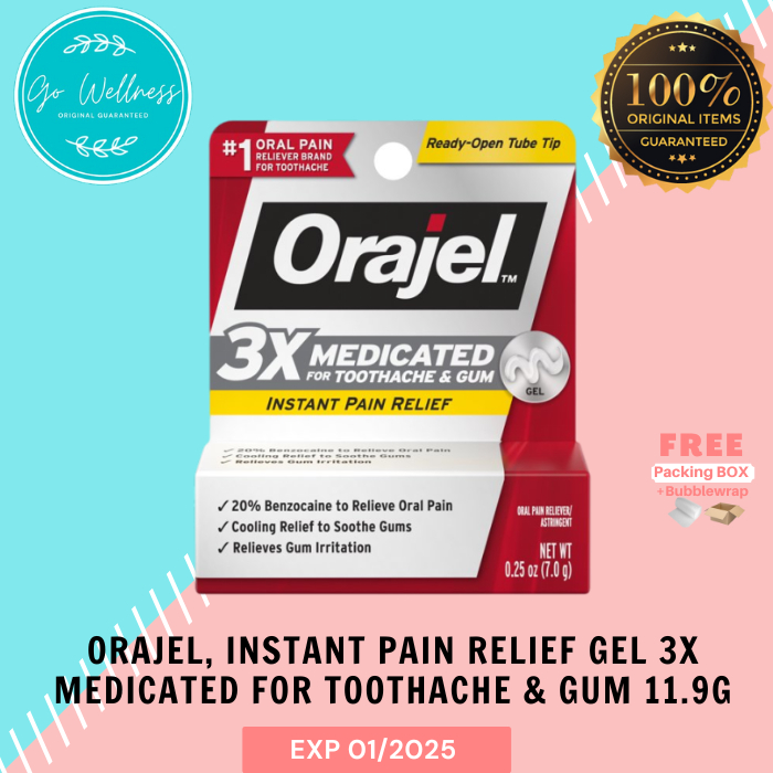 Jual Orajel Instant Pain Relief Gel 3X Medicated For Toothache & Gum 11.9G | Shopee Indonesia