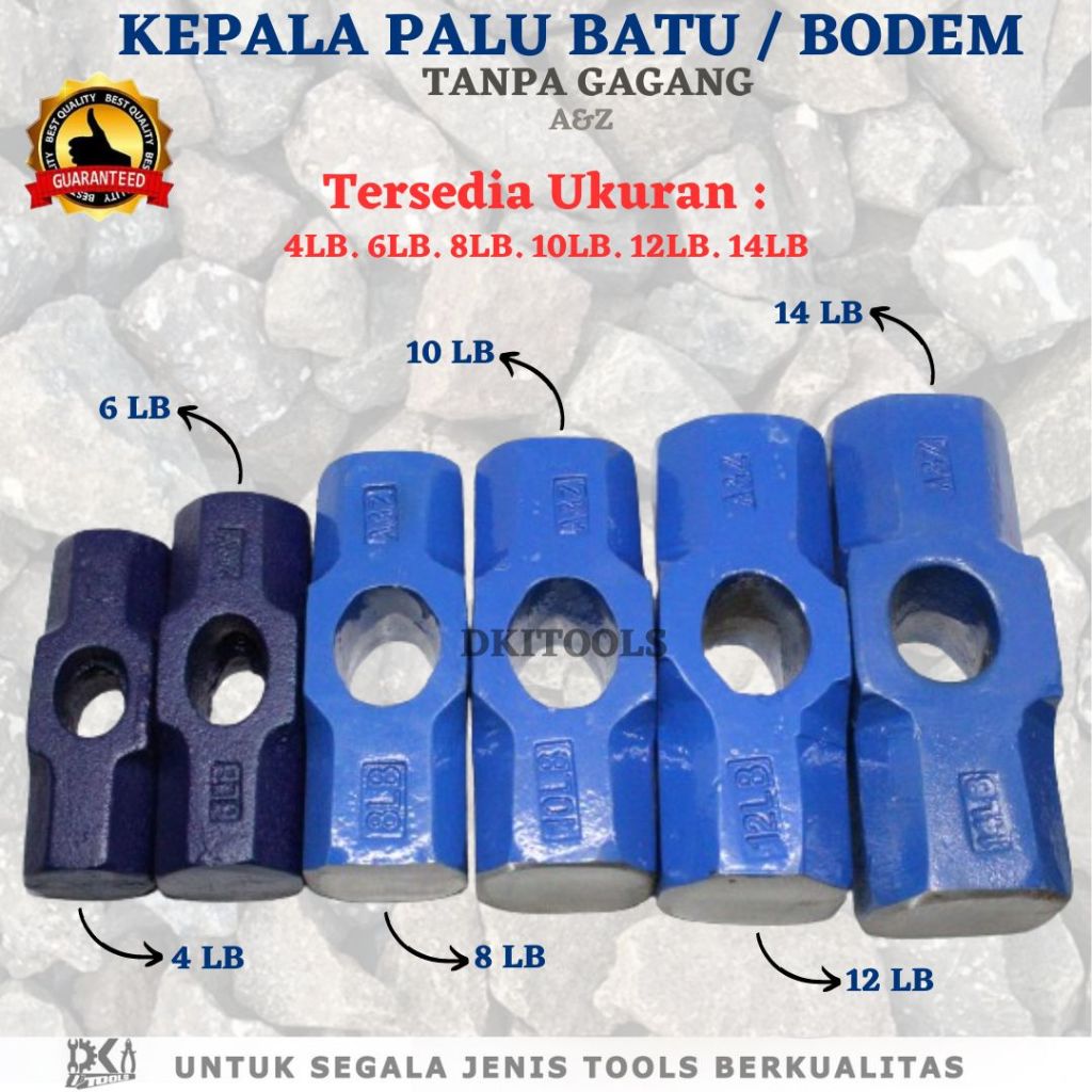 Jual A&Z Kepala Palu Batu Bodem Martil Biru Tanpa Gagang 4 6 8 10 12 14 LB | Shopee Indonesia