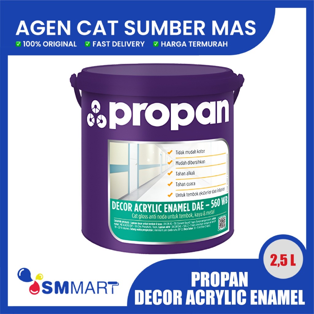 Jual CAT TEMBOK PROPAN DECOR ACRYLIC ENAMEL DAE-560 WARNA PUTIH GLOSSY ...