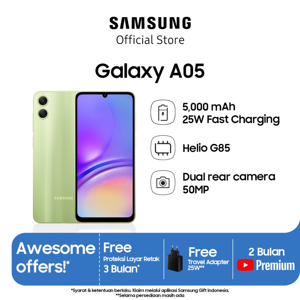 Jual Samsung Galaxy A05 6/128GB - Light Green | Shopee Indonesia