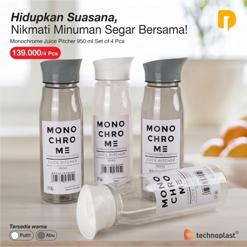 Jual Botol Minuman Technoplast Monochrome Juice Pitcher 950 ML | Shopee ...