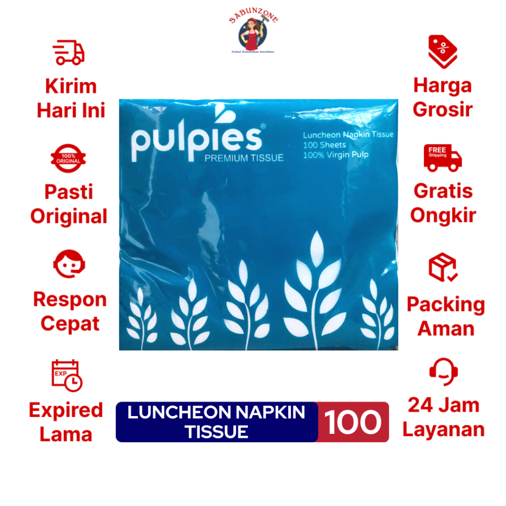 Jual Tisu Makan Pulpies Tissue Luncheon Napkin 100 Sheets | Shopee ...