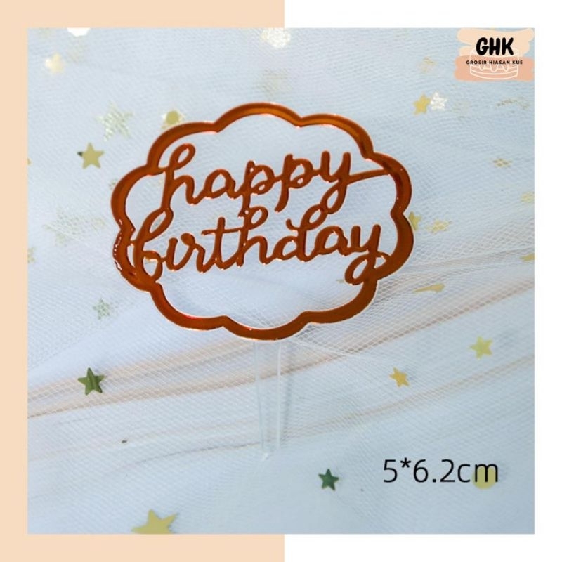 Jual [1 PACK] Topper HBD Kecil Akrilik / Plastik Gold Silver Rosegold ...