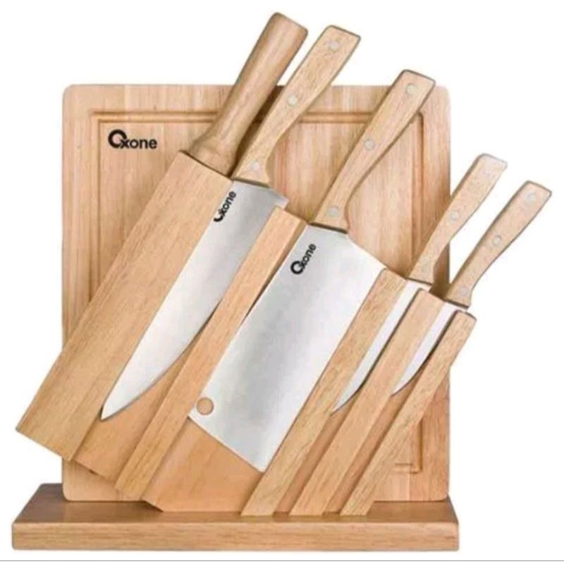 Jual 7PCS WOODEN KNIFE & CHOP BOARD SET [OX-95] | Shopee Indonesia