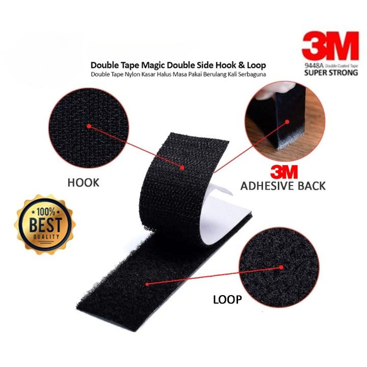 Jual Double Tape Super Kuat Velcro Tape Velcro Perekat Kotak Bulat Serbaguna Adhesive 1 Set Tape ...