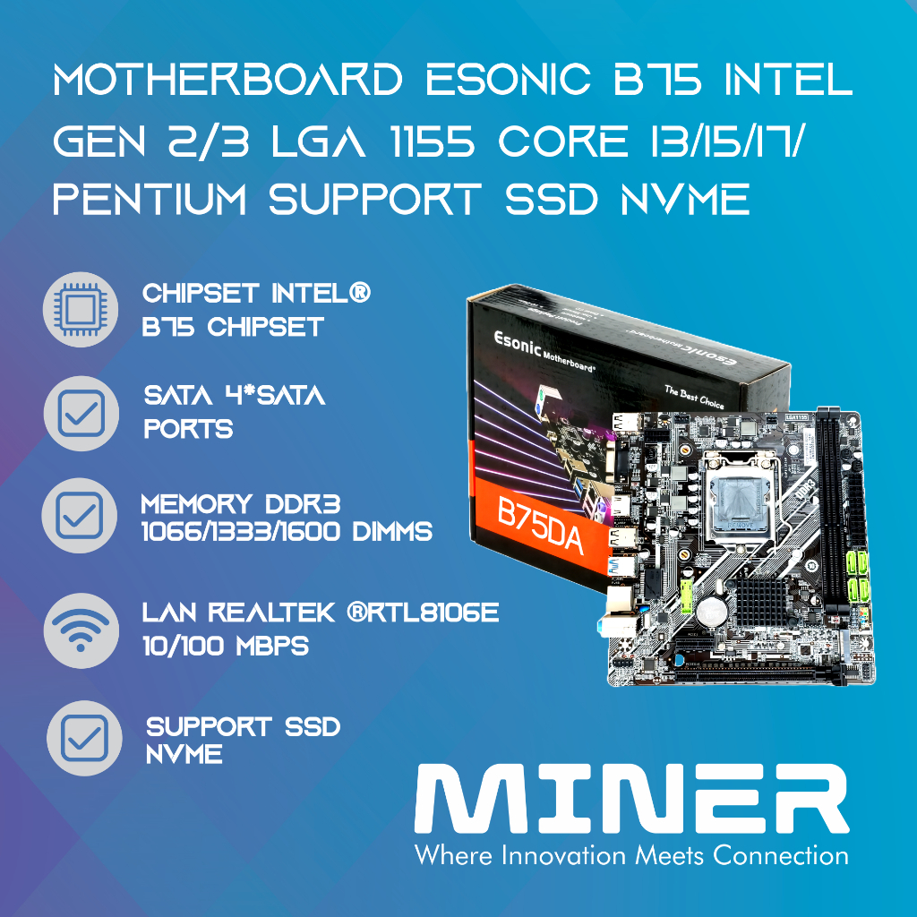 Jual Motherboard Esonic B75 Intel Gen 2/3 LGA 1155 Core I3/I5/I7 ...