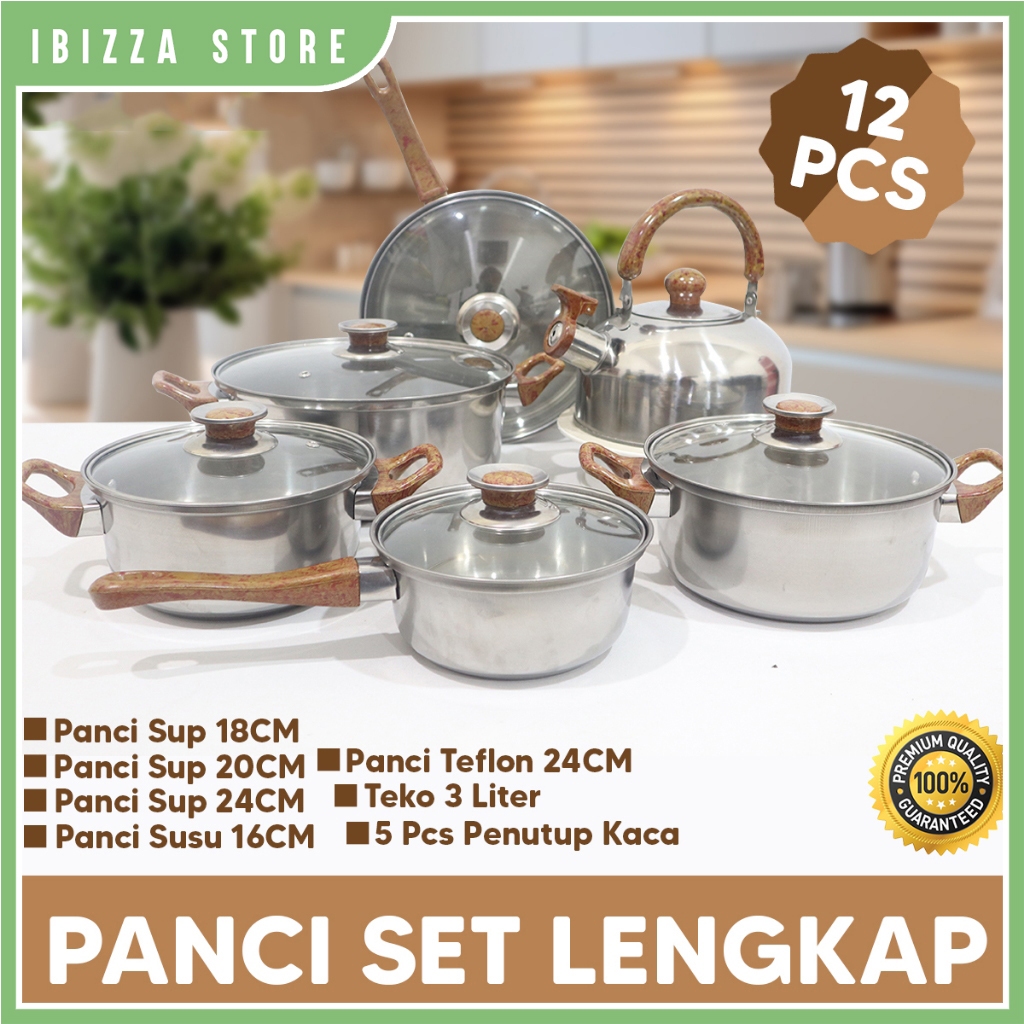 Jual Panci 12 Set / Panci Wajan Teflon 12IN1 + Teko Anti Karat / Panci ...