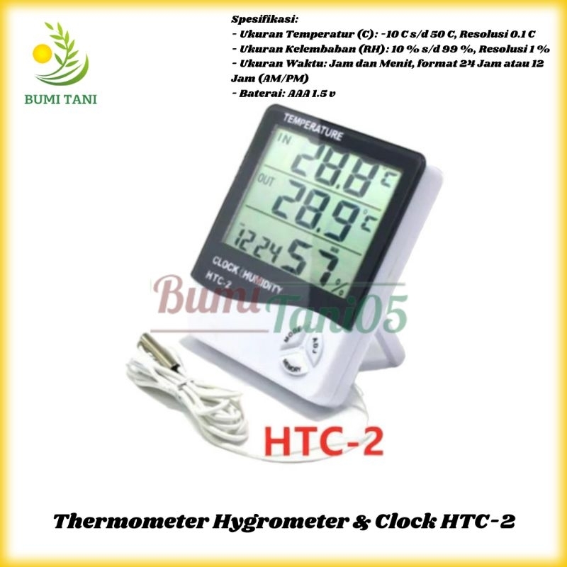 Jual HTC-2 Digital Thermometer, Hygrometer&Clock Dengan Kabel Sensor | Shopee Indonesia