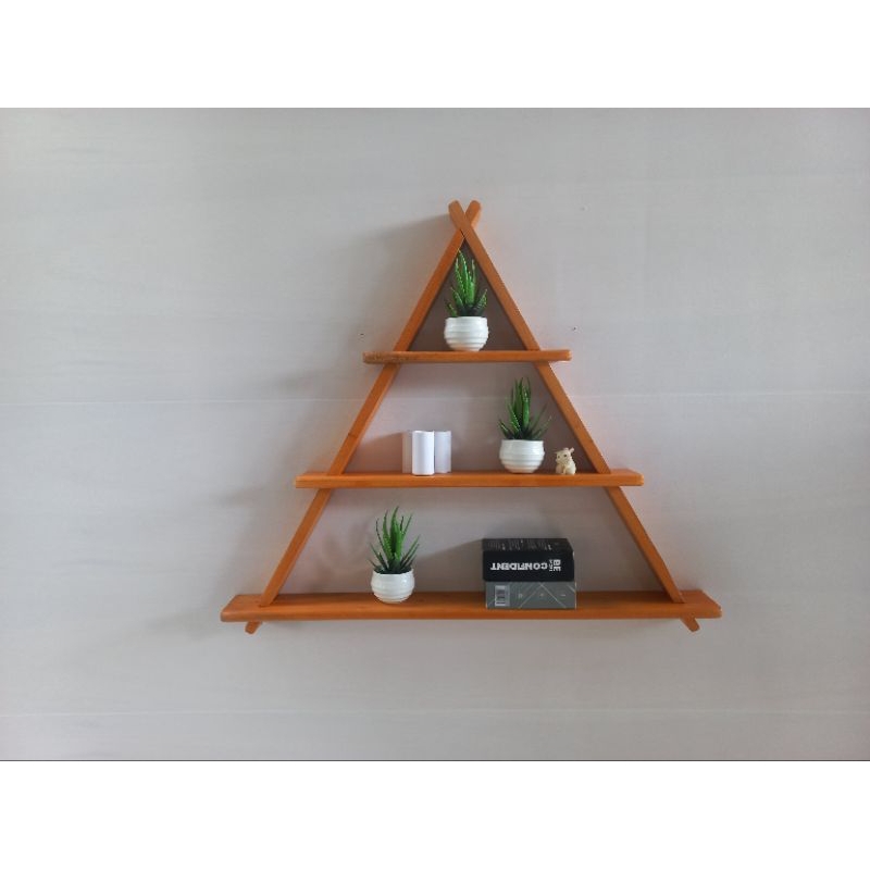 Jual Rak Kayu Serbaguna/ Rak Hias Segitiga/ Rak Kayu Segitiga Aesthetic ...