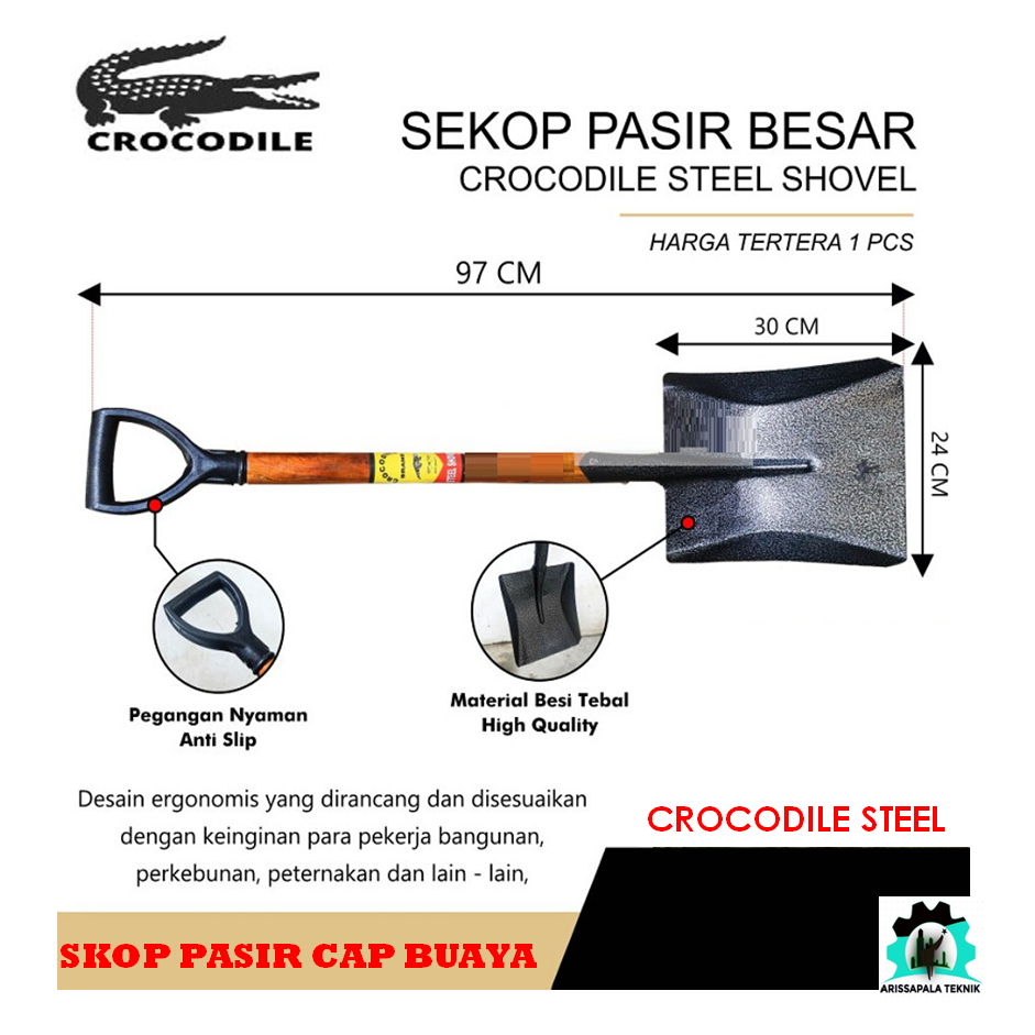 Jual SEKOP PASIR BESI BAJA ASLI IRON STEEL SKOP PASIR CAP BUAYA ...