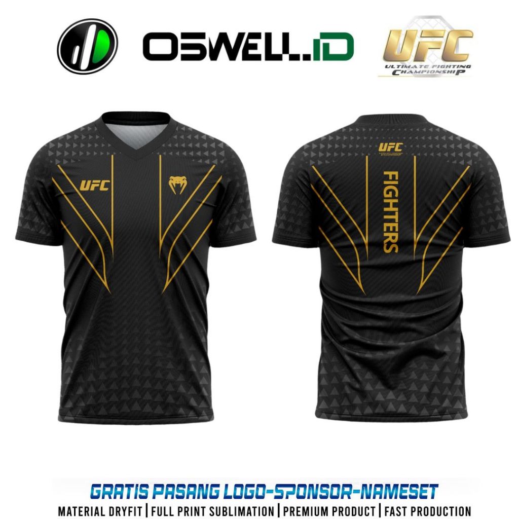 Jual Baju Jersey MMA UFC Black Gold Hitam Emas Full Printing Premium ...