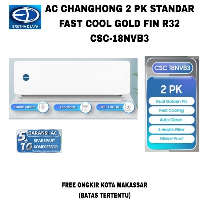 Jual AC CHANGHONG 2 PK STANDAR FAST COOL GOLD FIN R32 CSC18NVB3 ...