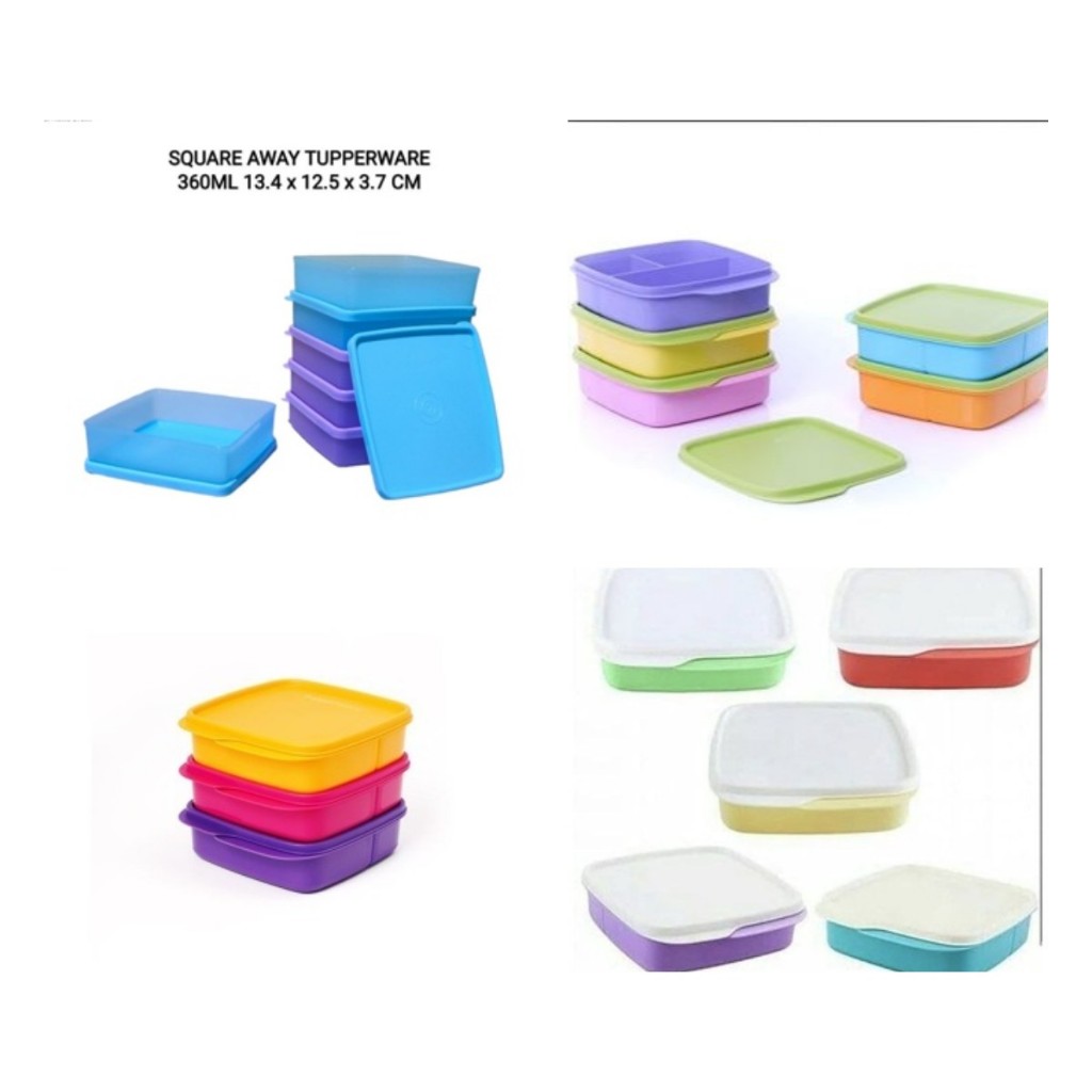 Jual TUPPERWARE TEMPAT BEKAL MAKAN LOLLY TUP 550ML SQUARE AWAY 360ML ...