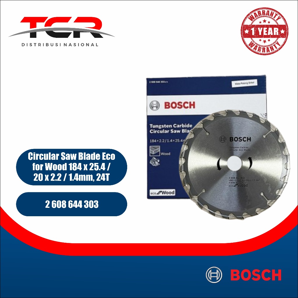 Jual Bosch Circular Saw Blade 184 24T / Mata Gerinda Potong Kayu 4" Eco ...
