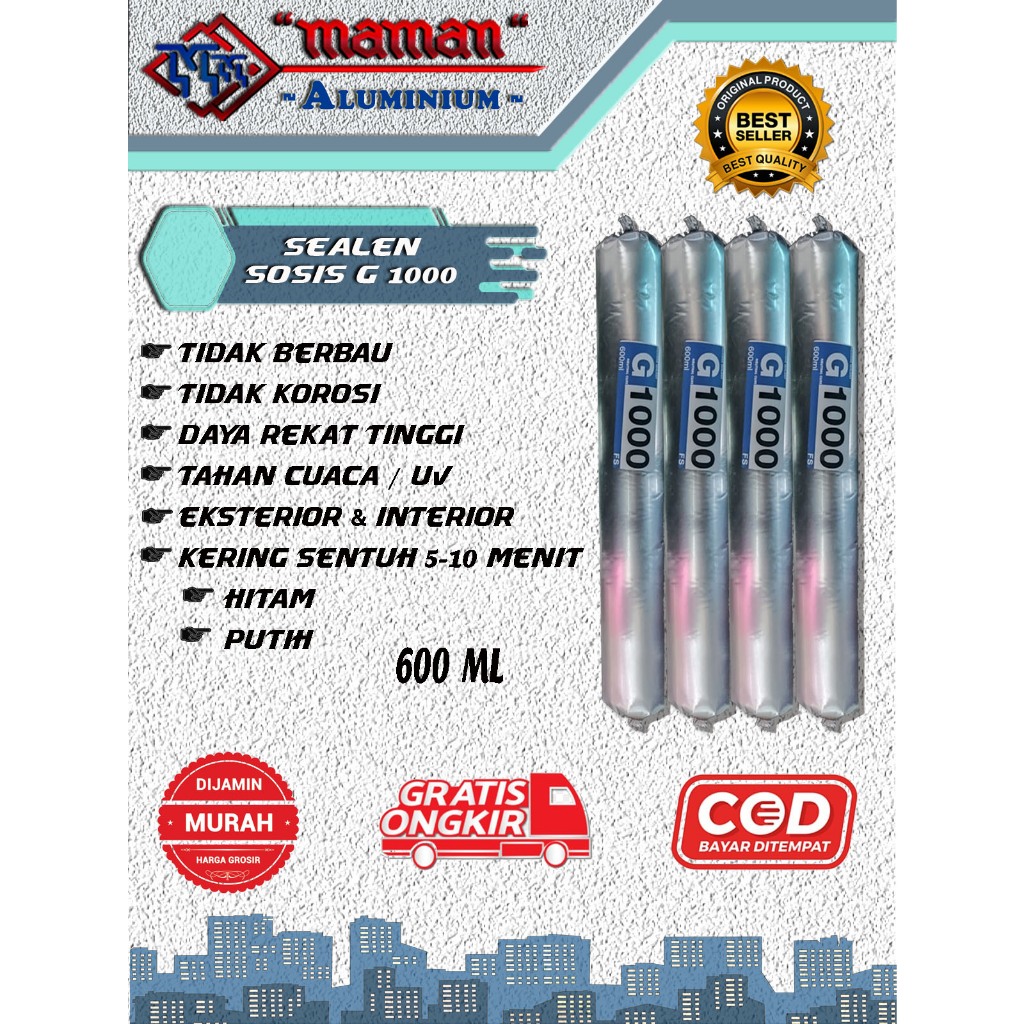 Jual Lem Kaca / Silent / Sealant Kemasan sosis 600 ml / silen sosis ...