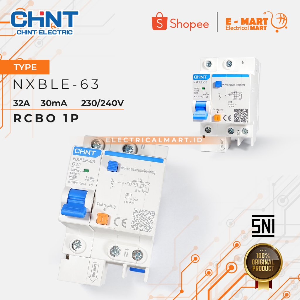 Jual CHINT RCBO RCCB ELCB NXBLE-32 1P 1 Phase 16A 25A 30mA Proteksi Setrum | Shopee Indonesia