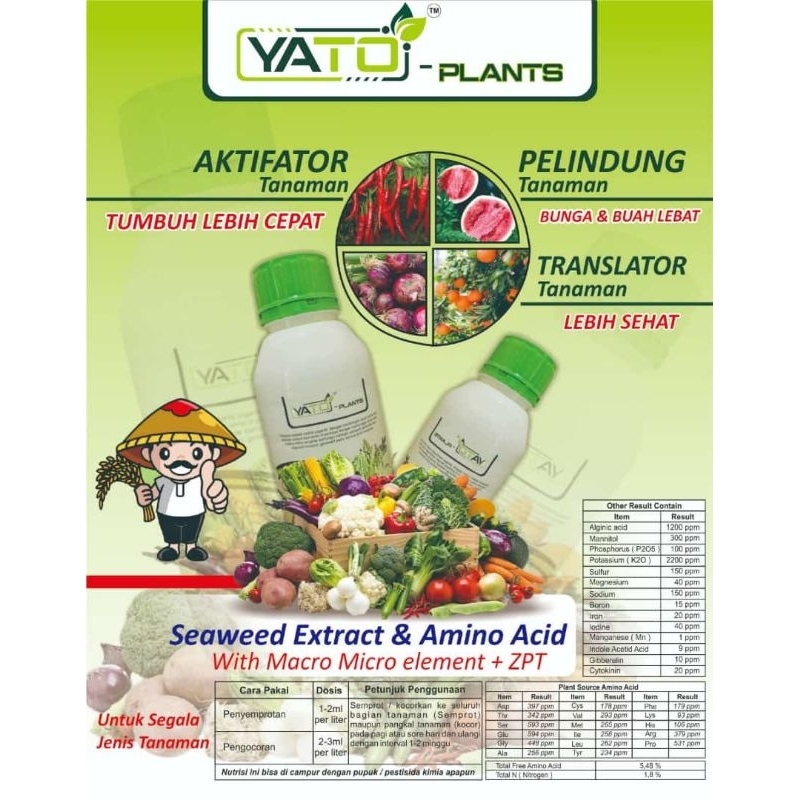 Jual Pupuk seaweed extract & asam amino YATOPLANT 500ml || Percepat ...