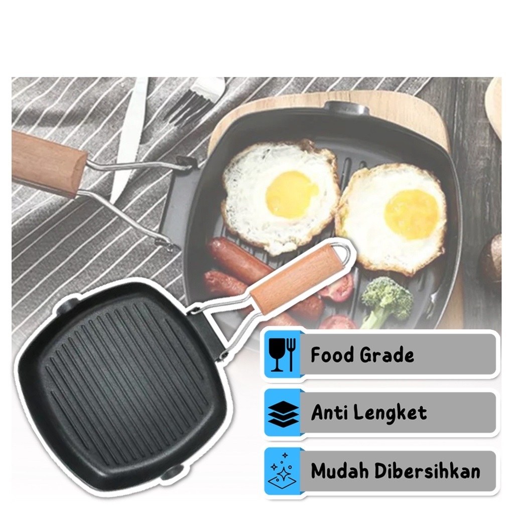 Jual KBU Panci Panggang Square Grill Pan Foldable 20Cm Wajan BBQ Anti ...
