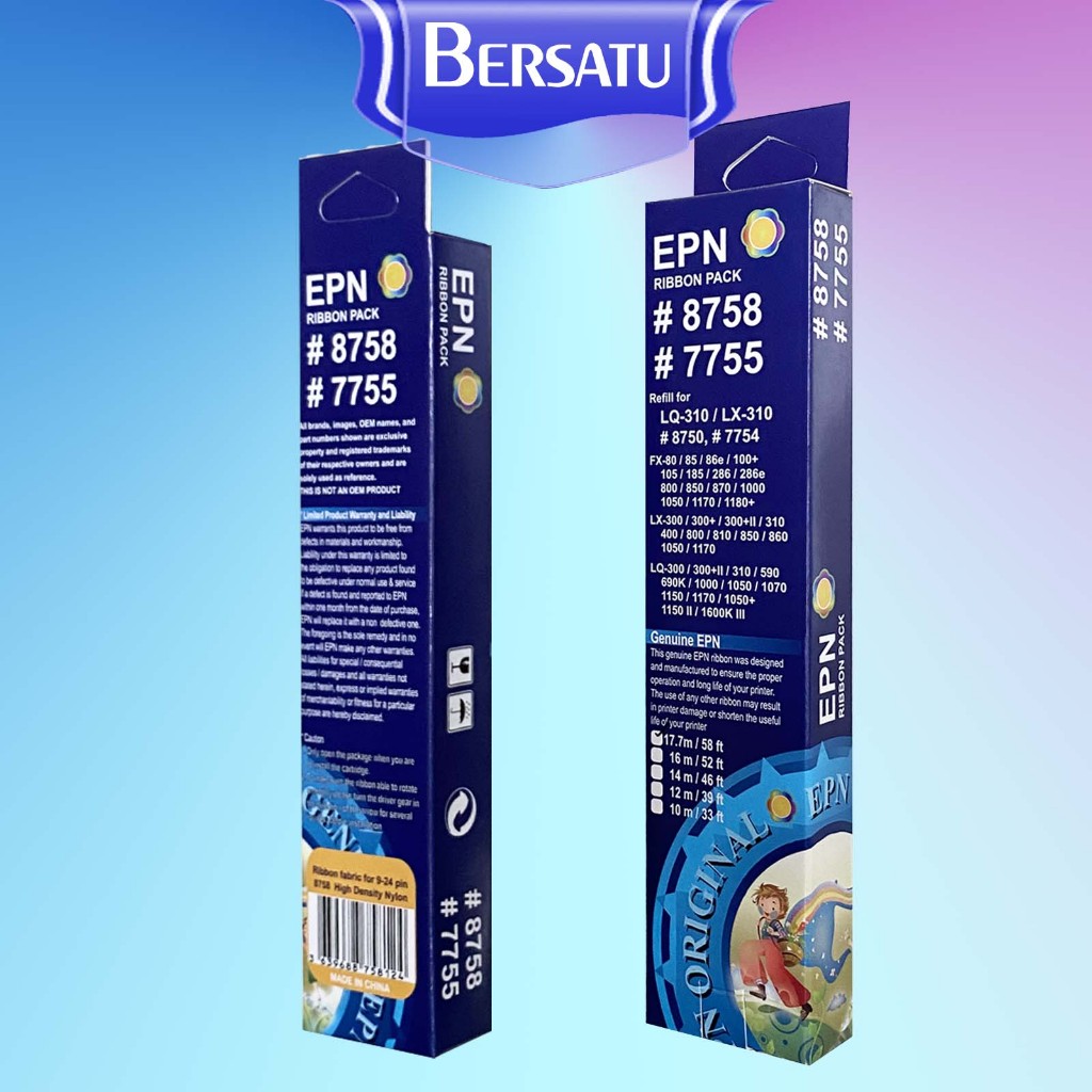 Jual Ribbon Pack 8758 / 7755 Refill Pita EPN Epson Dot Matrix Printer ...
