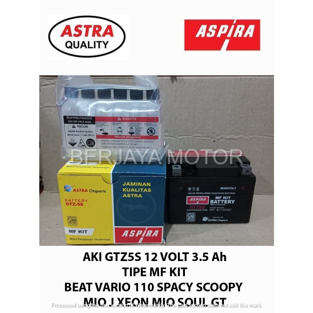 Jual AKI GTZ5S MF KIT ASPIRA BEAT SPACY VARIO 110 KARBU XEON ORIGINAL ...