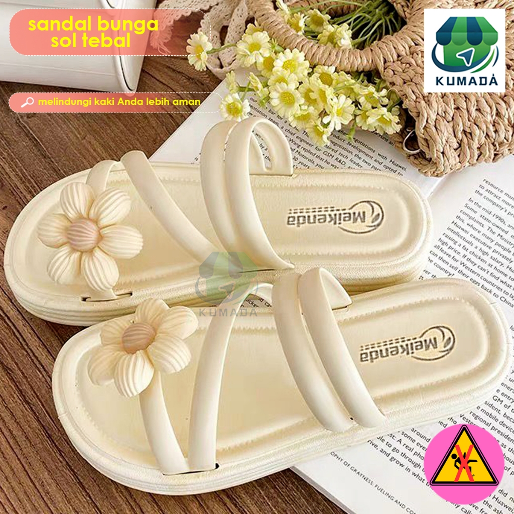Jual Sandal Wanita Slip-On Pita Lucu 2025 Sandal Datar Tahan Aus Anti ...