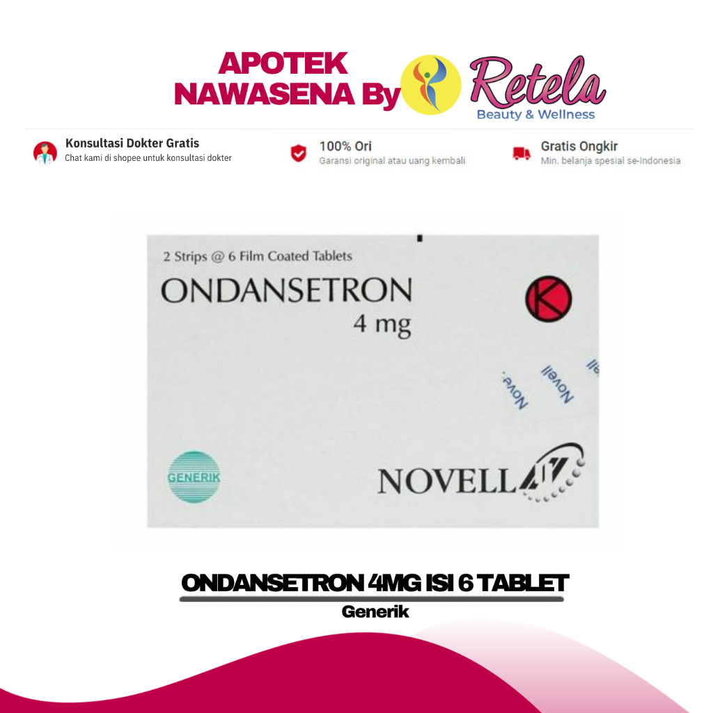 Jual ONDANSETRON 4MG 1 STRIP 6 TABLET | Shopee Indonesia