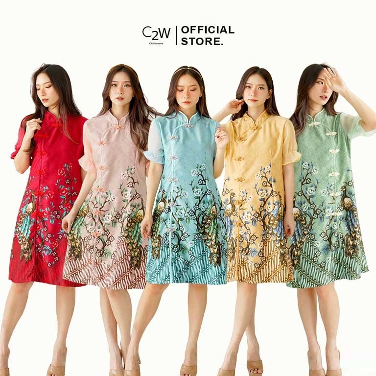 Jual C2W Clothtowear Dress Batik Cheongsam Wanita All Size Satin Women's Clothes Imlek CNY 912 ...