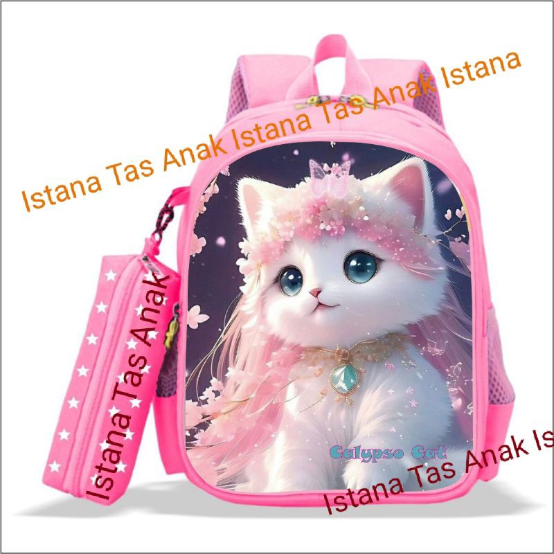 Jual Tas Ransel Sekolah Anak Perempuan TK dan SD Karakter KUCING LUCU Kualitas PREMIUM bisa COD ...