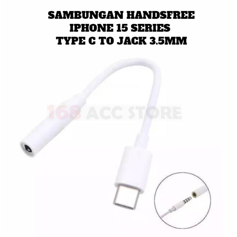 Jual Sambungan Handsfree Iphone 15 Pro max Plus jack Type c to Jack 3 ...