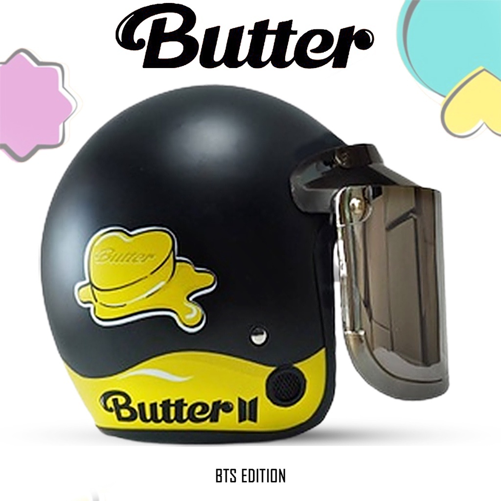 Jual Helm Bogo Motif BTS Butter / Helm Bogo Retro Dewasa Wanita DAN PERIA KEREN KECE ABIS SNI ...