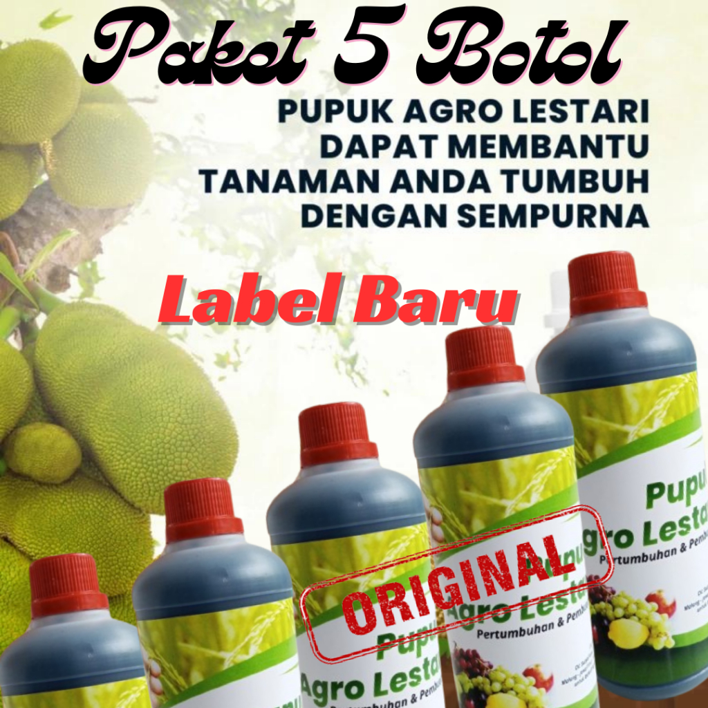 Jual Grosir Pupuk Agro Lestari Penyubur Perangsang Pelebat Buah Paket 5 Botol Kemasan 1 Liter ...
