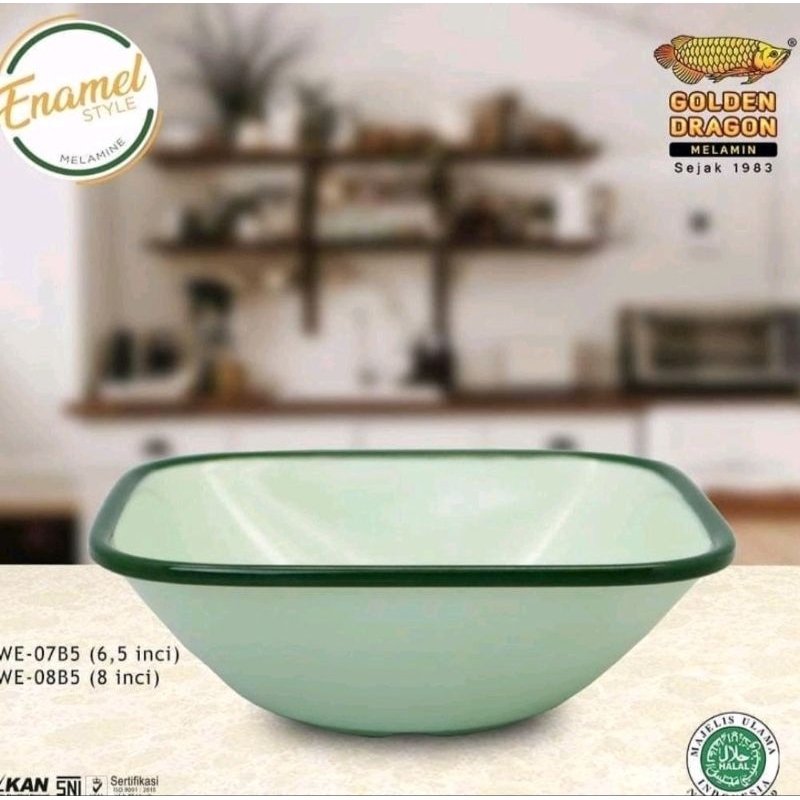 Jual Mangkok Persegi Lis 8 Inch - Golden Dragon Melamine(WE08B5 ...