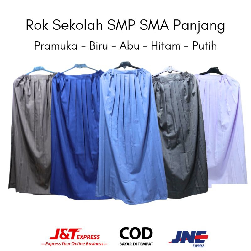 Jual Rok Seragam Sekolah SMP SMA SMK Abu Abu Biru Pramuka Hitam Putih Rempel Pliskit Panjang ...