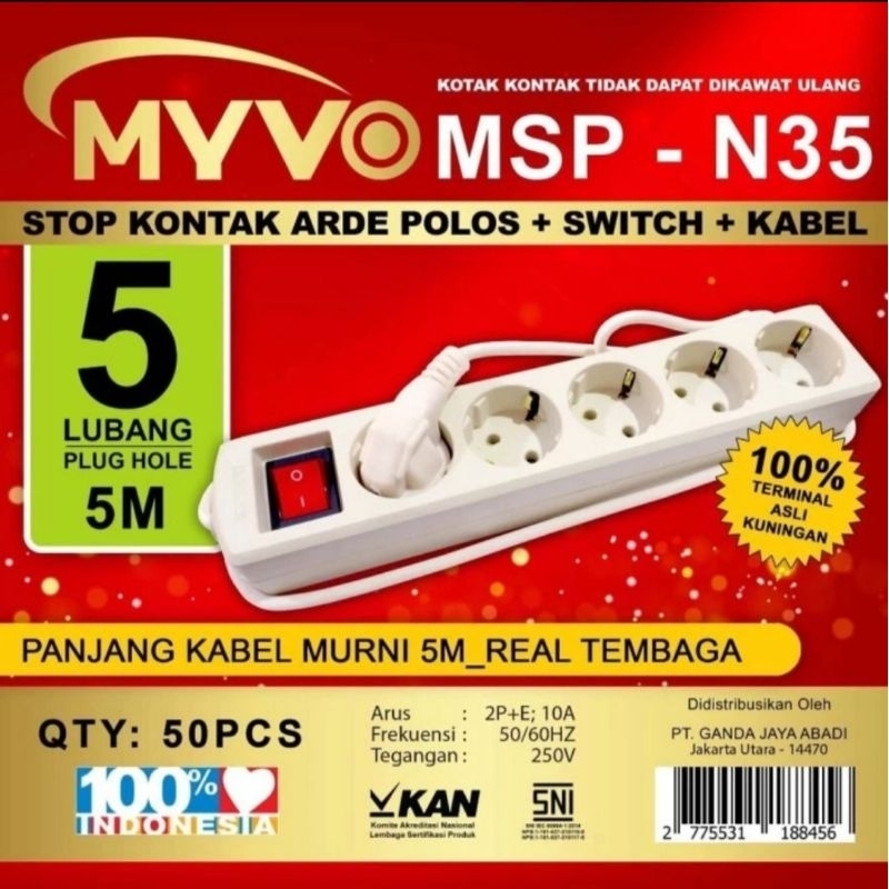 Jual STOP KONTAK + KABEL + SAKLAR ON OFF LAMPU 5 4 3 2 LUBANG 5 METER ...