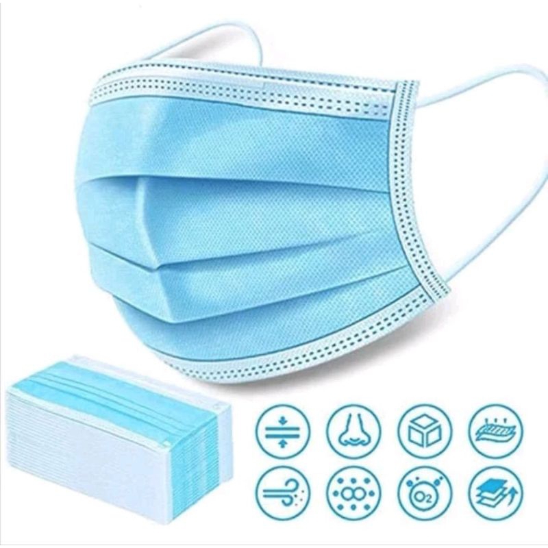 Jual Masker 3 ply Masker Earloop dengan Box lengkap hitam & biru ...